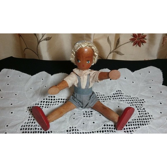 Toys | Vintage 194s Wooden Peg Boy Doll Tourist Made In Poland | Poshmark